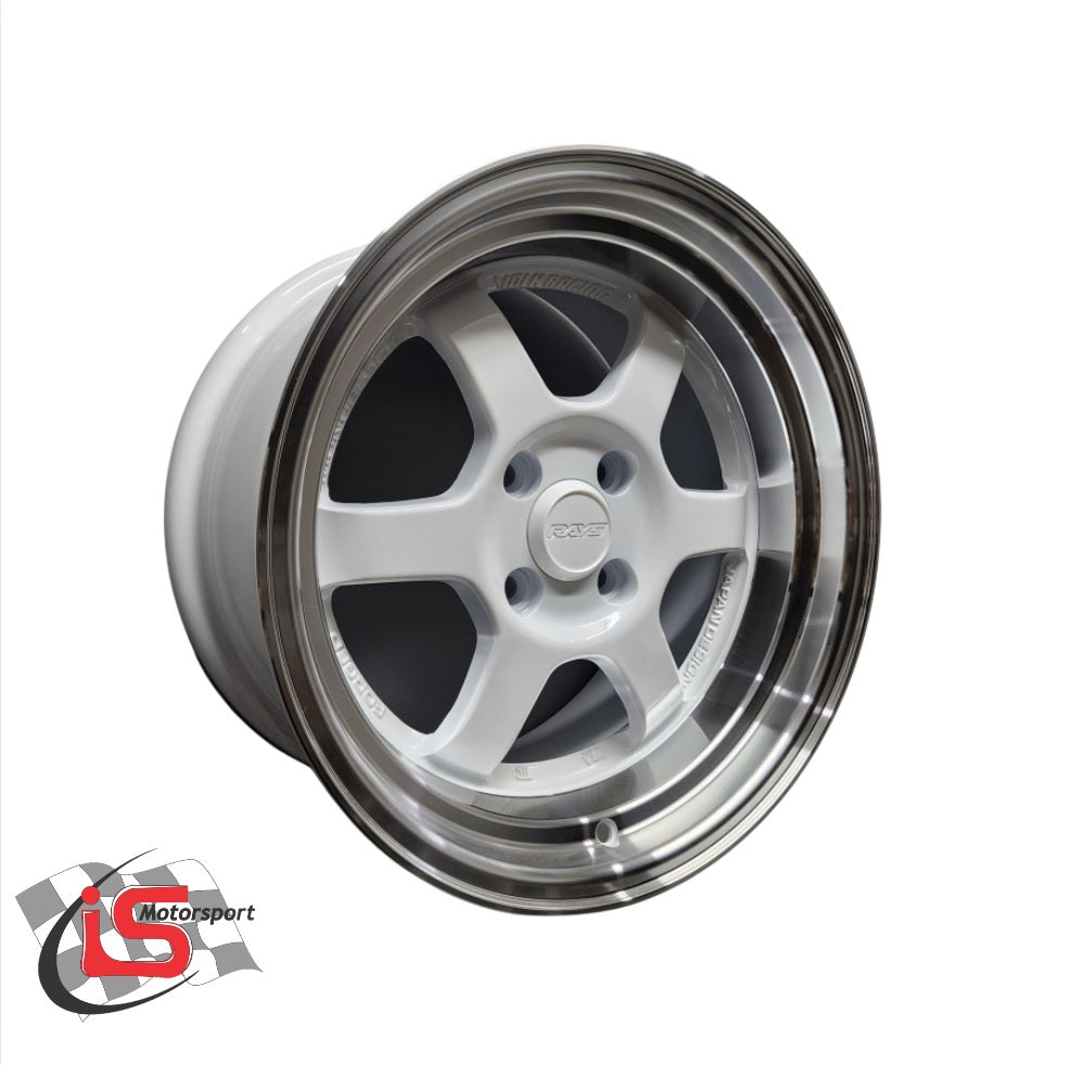 15 INCH DISHED TE37 WHEELS WHITE 4X100